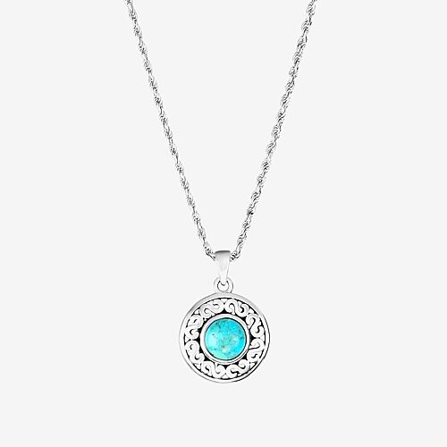 Click here for Womens Enhanced Blue Turquoise Sterling Silver Rou... prices