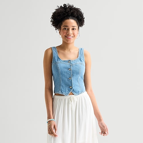 Click here for Arizona Womens Juniors Square Neck Sleeveless Vest... prices