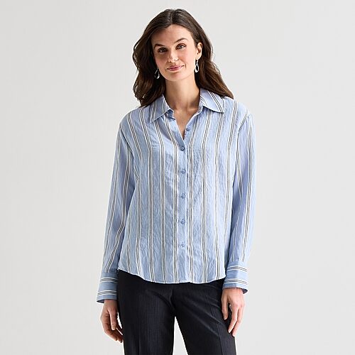 Click here for Worthington Womens Y Neck Long Sleeve Relaxed Fit... prices