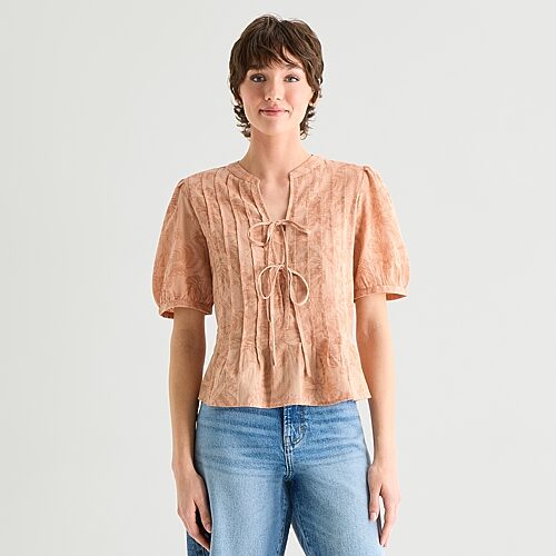 Click here for a.n.a Womens Y Neck Short Sleeve Blouse  Petite X-... prices