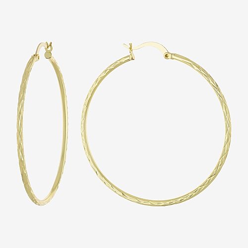 Click here for Silver Reflections 14K Gold Over Brass Hoop Earrin... prices