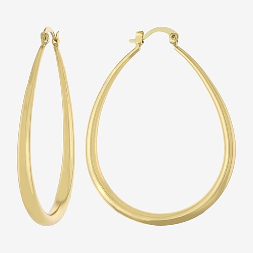 Click here for Silver Reflections 14K Gold Over Brass Hoop Earrin... prices