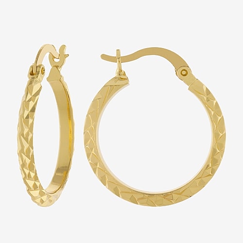 Click here for Silver Reflections 14K Gold Over Brass Hoop Earrin... prices