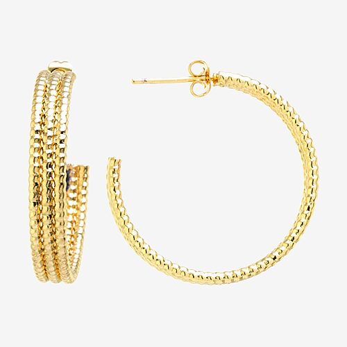 Click here for Silver Reflections 14K Gold Over Brass Hoop Earrin... prices