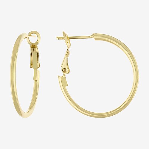 Click here for Silver Reflections 14K Gold Over Brass Hoop Earrin... prices