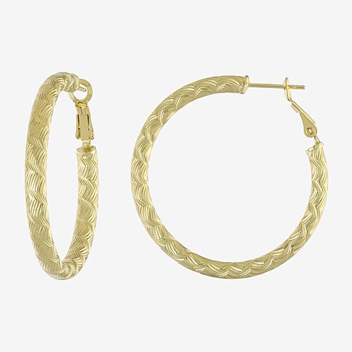 Click here for Silver Reflections 14K Gold Over Brass Hoop Earrin... prices