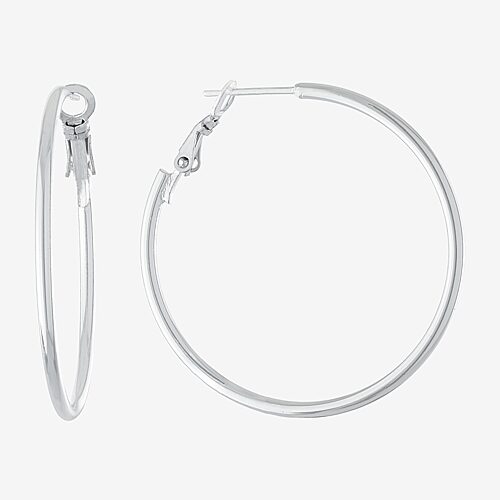 Click here for Athra Fine Silver Plated 40mm Round Tube Hoop Earr... prices