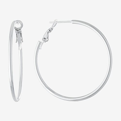 Click here for Athra Fine Silver Plated 30mm Round Tube Hoop Earr... prices