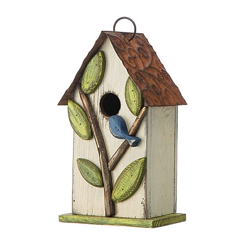 Click here for Glitzhome 9.75in Distressed Solid Wood Bird House... prices