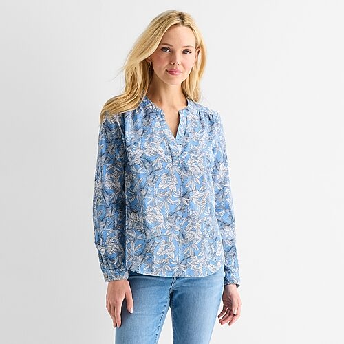 Click here for St. Johns Bay Womens V Neck Long Sleeve Blouse  Sm... prices