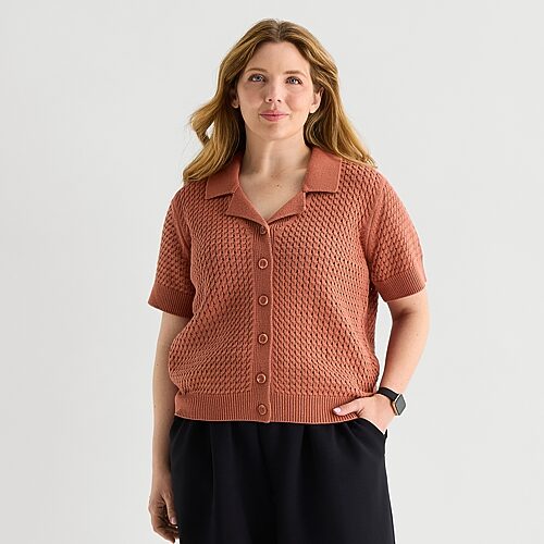 Click here for Stylus Plus Womens Short Sleeve Polo Sweater  1x... prices