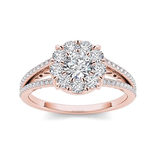 Click here for 1 CT.T.W. Natural Diamond Cluster 10K Rose Gold En... prices