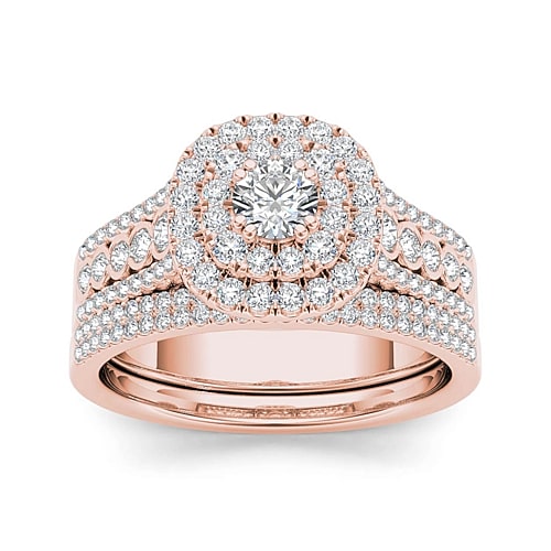 Click here for 1 CT.T.W. Natural Diamond 10K Rose Gold Bridal Rin... prices