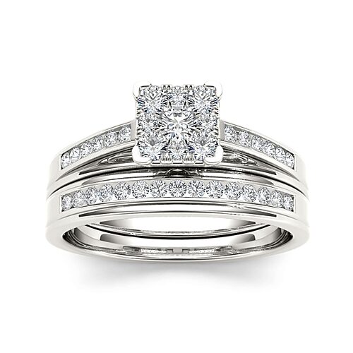 Click here for 1/2 CT.T.W. Natural Diamond 10K White Gold Bridal... prices