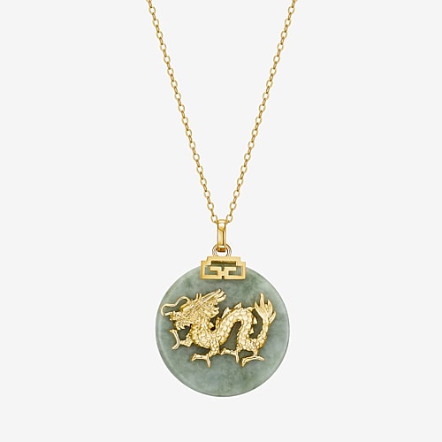 Click here for Dragon Womens Genuine Green Jade 18K Gold Over Sil... prices