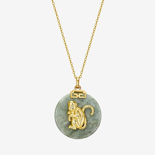Click here for Monkey Womens Genuine Green Jade 18K Gold Over Sil... prices