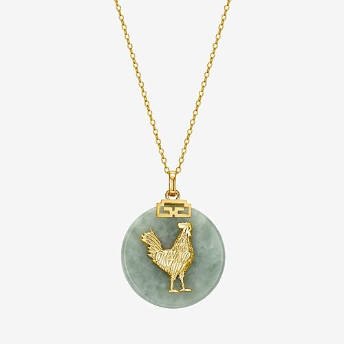 Click here for Rooster Womens Genuine Green Jade 18K Gold Over Si... prices