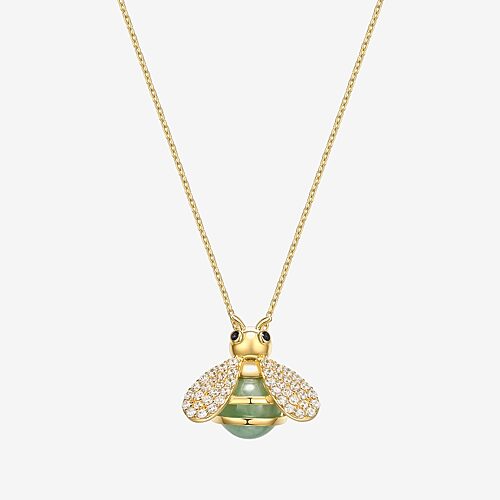 Click here for Bee Womens Genuine Green Jade 18K Gold Over Silver... prices