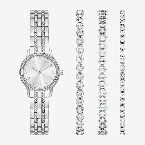 Womens Crystal Accent Silver Tone 4-pc. Watch Boxed Set Fmdjset725  One Size