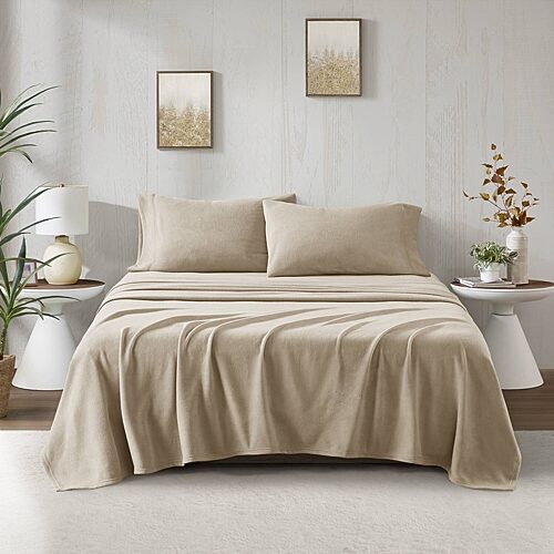 Madison Park Micro-Fleece 4-Pc. Sheet Set  Full - Khaki