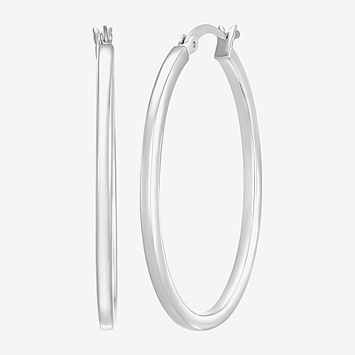 Click here for Womens Sterling Silver 38mm Oval Hoop Earrings  On... prices