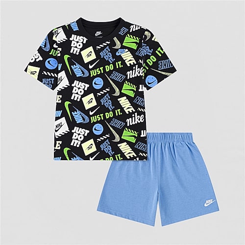 Click here for Nike Boys Sportswear Printed Tee & Shorts Set - Li... prices