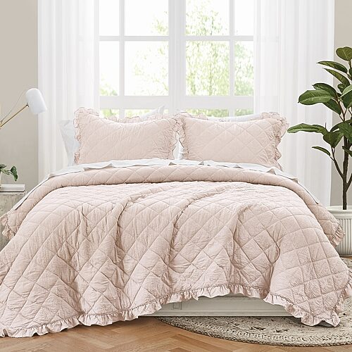 Click here for Truly Soft Crinkle Ruffle 3pc. Reversible Quilt Se... prices
