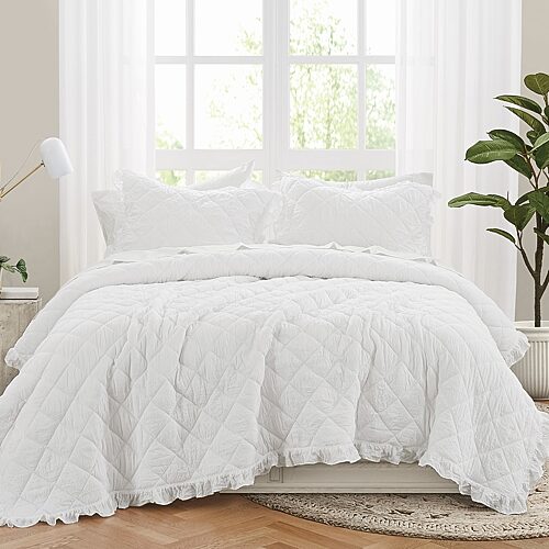 Click here for Truly Soft Crinkle Ruffle 3pc. Reversible Quilt Se... prices