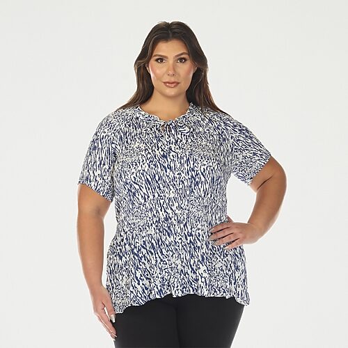Click here for White Mark Plus Size Short Sleeve Printed Peplum T... prices