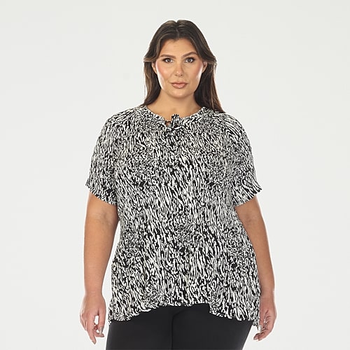 Click here for White Mark Plus Size Short Sleeve Printed Peplum T... prices