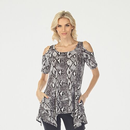 Click here for White Mark Womens Cold Shoulder Snake Print Swing... prices