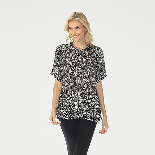 Click here for White Mark Printed Womens Split Tie Neck Short Sle... prices