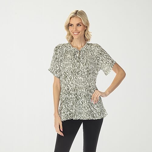 Click here for White Mark Printed Womens Split Tie Neck Short Sle... prices