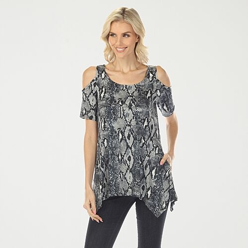 Click here for White Mark Womens Cold Shoulder Snake Print Swing... prices