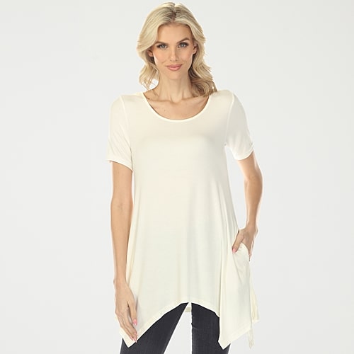 Click here for White Mark Swing Womens Scoop Neck Short Sleeve Tu... prices