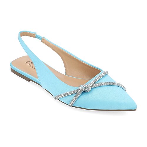 Journee Collection Womens Rebbel Rhinestone Knot Slingback Flats - Blue