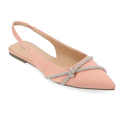 Journee Collection Womens Rebbel Rhinestone Knot Slingback Flats - Rose