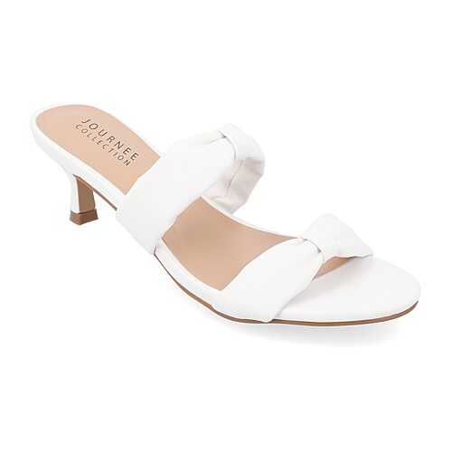 Journee Collection Womens Dyllan Double Strap Kitten Heel Dress Sandals - White