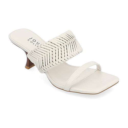 Journee Collection Womens Monyka Woven Double Band Dress Sandals - Ivory