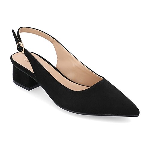 Journee Collection Sylvia Womens Pointed Closed Toe Block Heel Pumps  7 1/2 Wide  Black