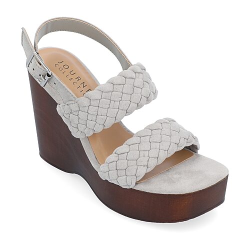 Journee Collection Womens Ayvee Platform Wedge Sandals - Gray