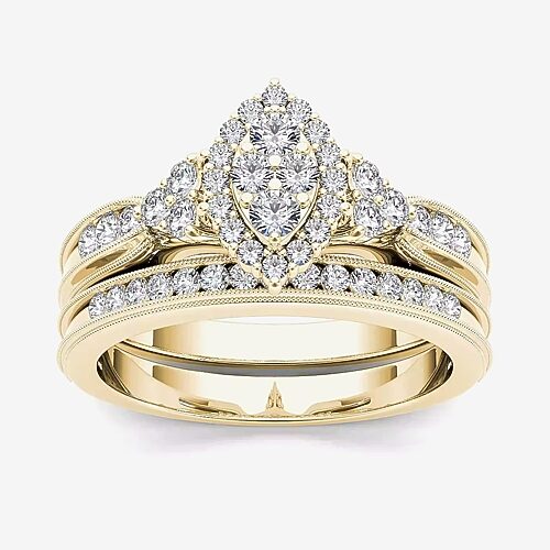 Click here for 1/2 CT.T.W. Natural Diamond 10K Yellow Gold Bridal... prices