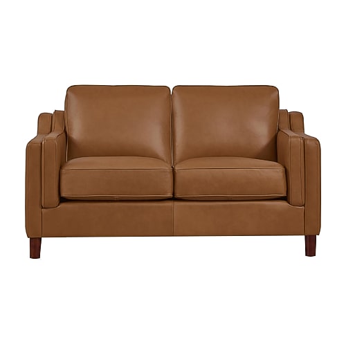 Click here for Bella 60 Top Grain Leather Loveseat - Cognac Brown prices