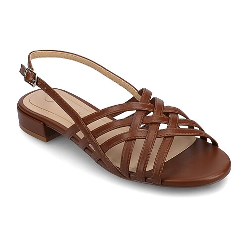 Journee Collection Womens Cassandra Flat Sandals  9 Medium  Brown