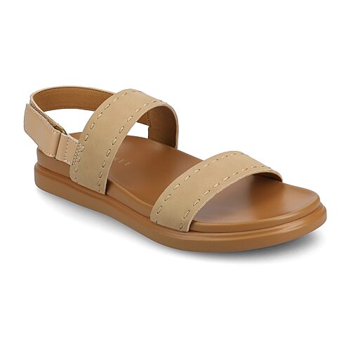 Journee Collection Womens Milie Flat Sandals  6 1/2 Medium  Beige