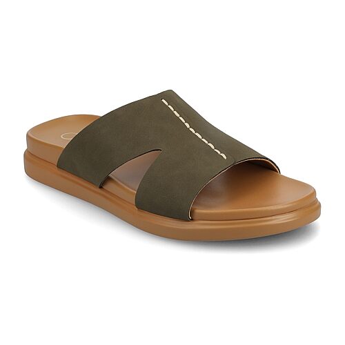 Journee Collection Womens Misey Footbed Slide Flat Sandals - Olive