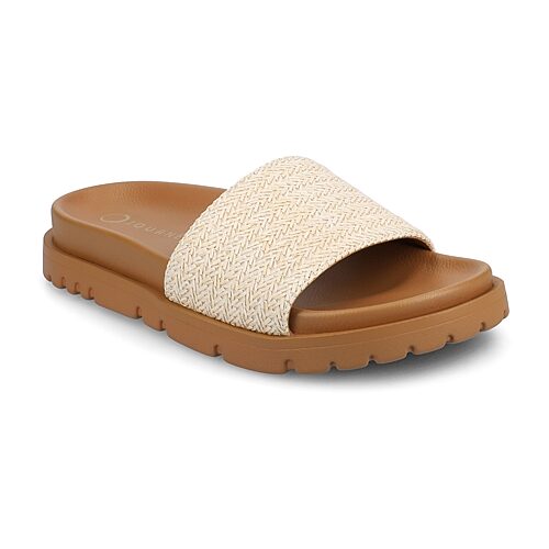 Journee Collection Womens Starr Slide Footbed Flat Sandals - White