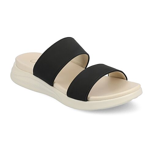 Journee Collection Womens Janis Double Band Comfort Wedge Sandals - Black