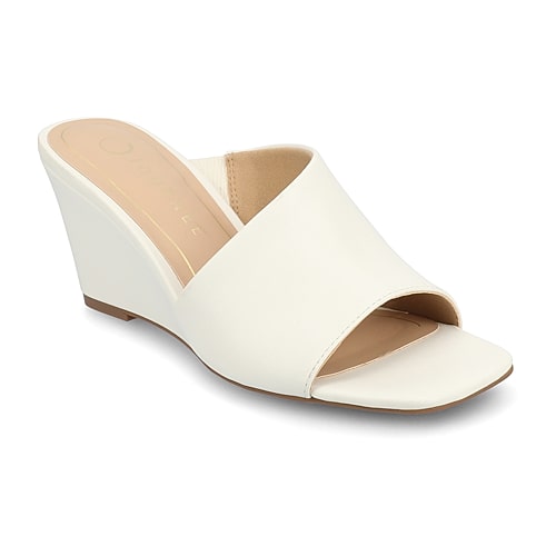 Journee Collection Womens Clementine Wedge Sandals  8 Medium  White