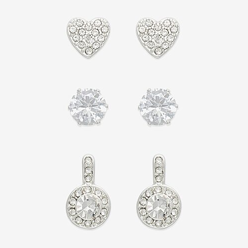 Click here for Mixit Silver Tone Stud Womens Cubic Zirconia Heart... prices